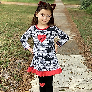 AnnLoren Girls Valentine's Day Heart Tie Dye Outfit Dress and Black Leggings size - 7/8.