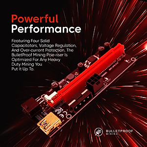 BulletProof Mining Graphics Card PCIe Riser VER 009S 16x to 1x Powered Riser Adapter Card w/ USB 3.0 Extension Cable & 6-Pin PCI-E to SATA Power Cable | Bitcoin | Ethereum Mining