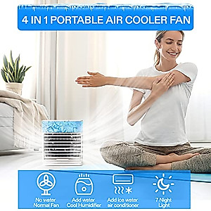 Personal Air Conditioners Portable AC Mini Air Conditioner for Office Dorm Room,Small AC Desktop Air Cooler Fan with Humidifier,3 Speed,7 Color light