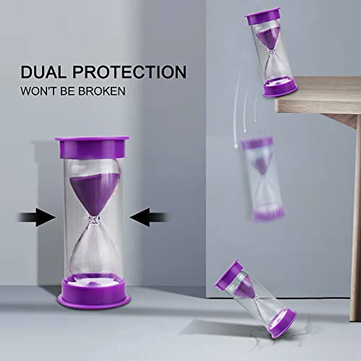 EMDMAK Sand Timer, Acrylic Hourglass Timer Colorful Sandglass Timer 1 min/2 mins/3 mins/5 mins/10 mins/15 mins Sand Clock Timer for Games Classroom Home Office(Pack of 6)