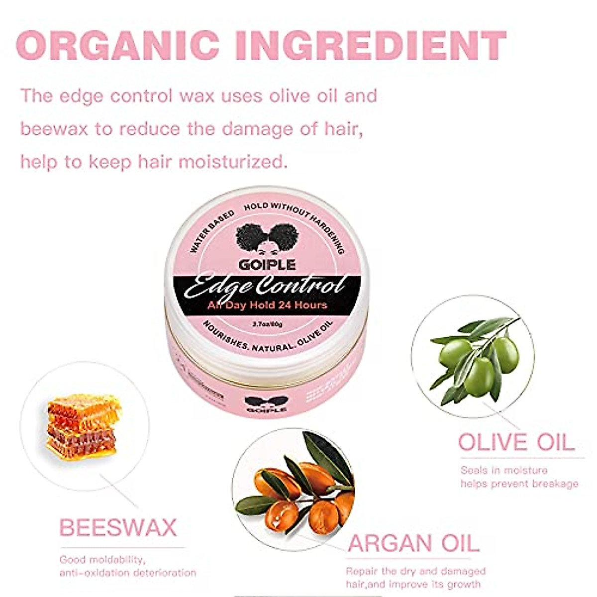 Edge Control Wax Hair Wax Stick for Wigs - Strong Hold, Non-greasy Styling Set with Fly Away Control, Brush, and Scarf (Black, 2.7oz+2.7oz)