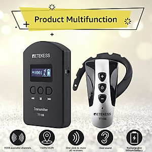 Retekess TT106 Church Translation System, Portable Wireless Tour Guide System, Easy to Clean, Clear Sound Quality, Interpretation System for Churches,Factory (Case of 1 Transmitter and 15 Receivers)