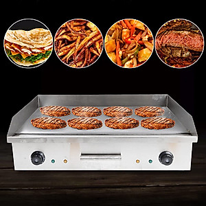 Commercial Electric Griddle, 4400W 110V Electric Countertop Griddle Stainless Steel Flat Top Grill Large Electric Griddles Hot Plate BBQ for Restaurant Kitchen Adjustable Temperature Control(50-300°C)