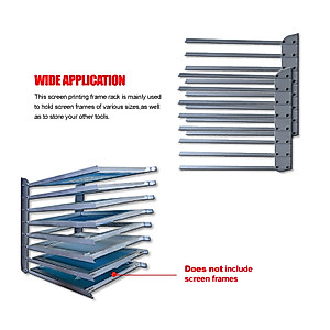 TIANIUSEEN 8 Layers Wall Mounted Screen Frame Rack 25 x 28inch Screen Printing Drying Rack Shelf Storage Screen Frame Holder
