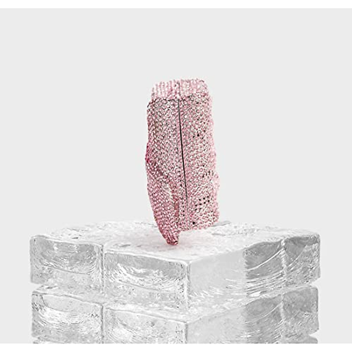 UMREN Women Luxury Crystal Clutch Bowknot Rhinestone Evening Bag Purse for Wedding Party Pink