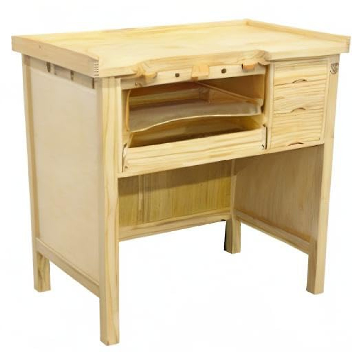 Deluxe Solid Wooden Jewelers Bench Workbench Station with Utility Storage Drawers for Jewelry Making