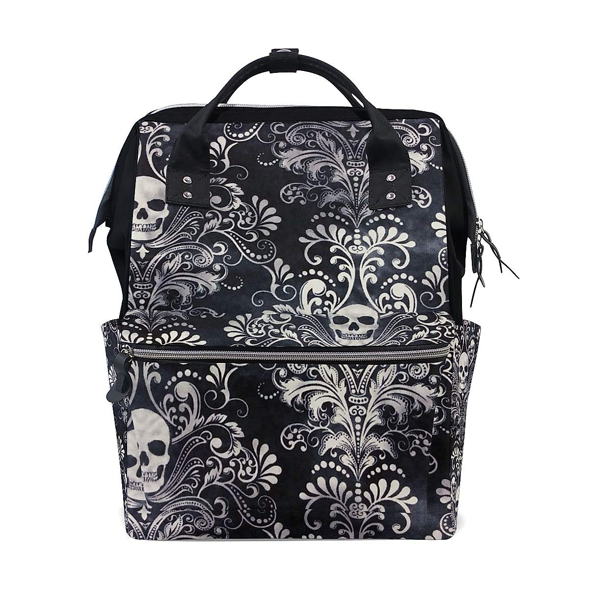 Diaper Bags Gothic Skull Damask Scary Halloween Fashion Mummy Backpack Multi Functions Large Capacity Nappy Bag Nursing Bag for Baby Care for Traveling