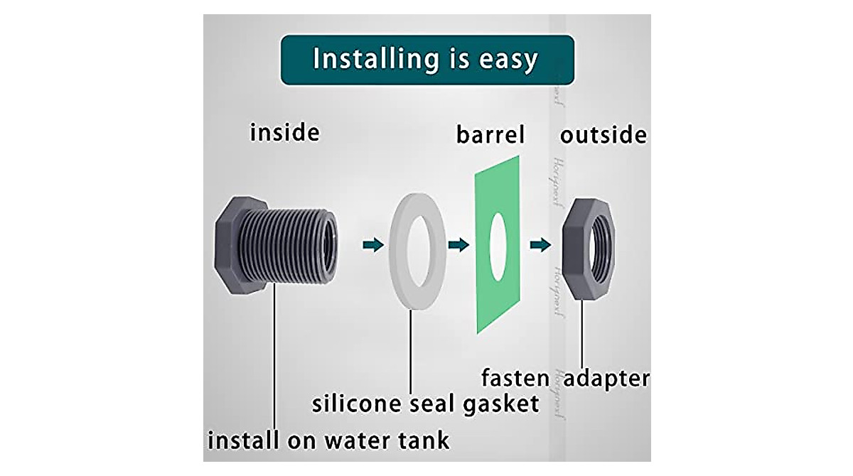 Horiznext PVC Bulkhead Fitting 4 pcs for Water Tanks & Rain Barrels