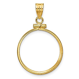 14ky 21.6mm Diamond-cut Screw Top Coin Bezel Pendant 34.3mm 21.9mm style C2677/21.6