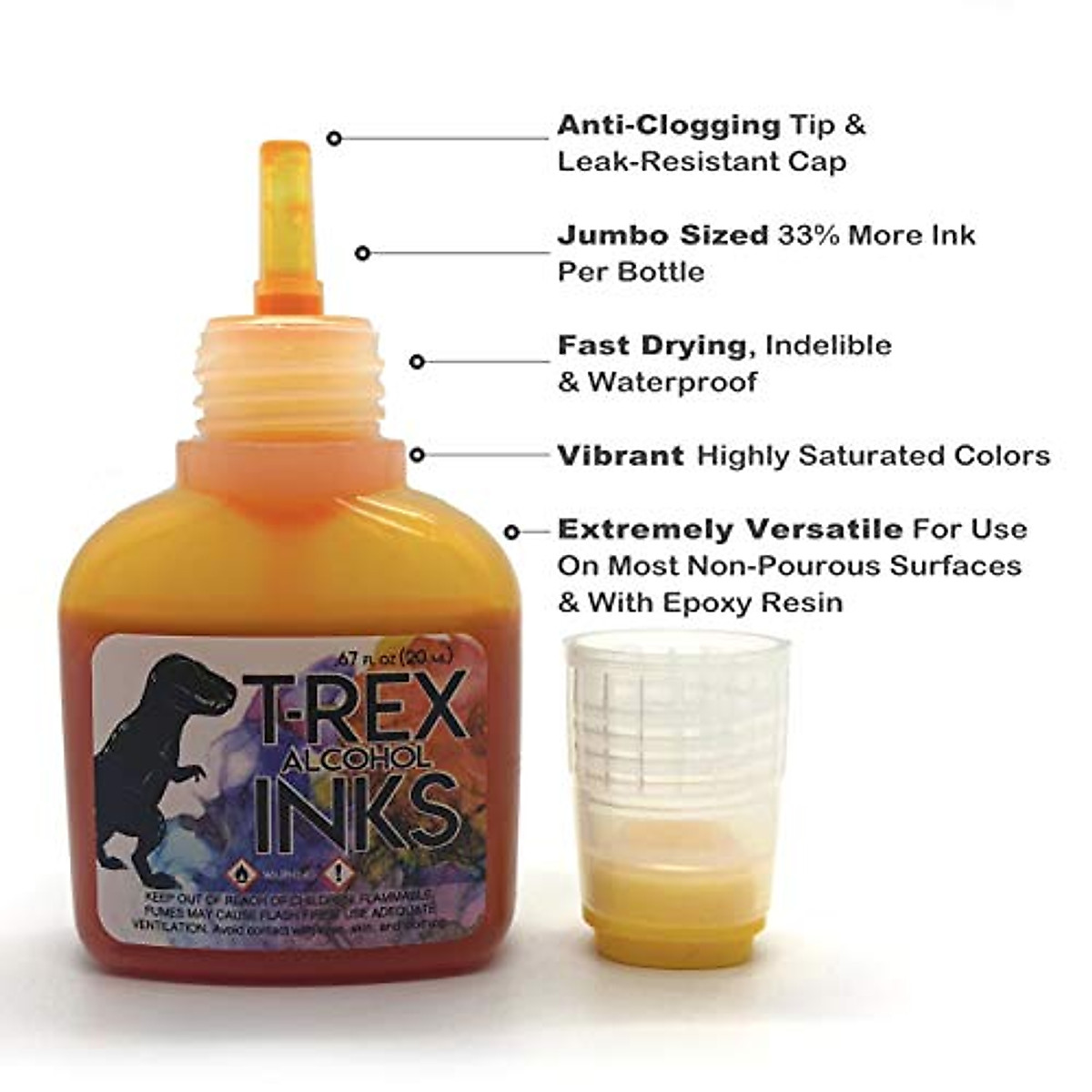 T-Rex Inks Premium Alcohol Inks Starter Set- 12 Vibrant XL Colors - Alcohol Ink for Epoxy Resin Dye, Painting, Tumbler Making & More - Storage Box & Alcohol Ink Blending Solution - 20ml Bottles