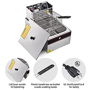 WeChef Electric Deep Fryer with Basket 2500W 12.7 Qt Countertop Stainless Steel Frying Machine Commercial Home Chicken Funnel Cake Bar