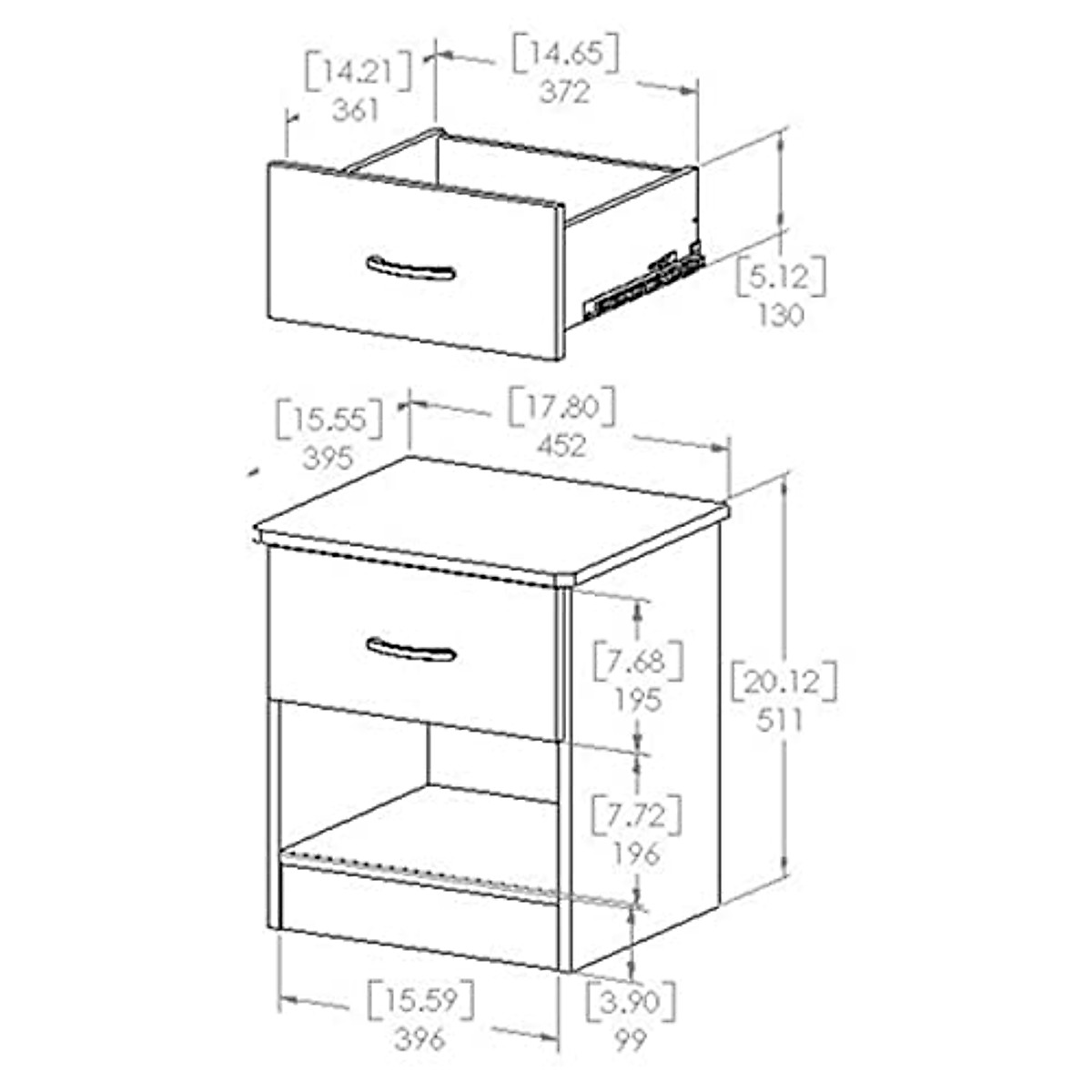 South Shore Libra 1-Drawer Nightstand-Pure Black
