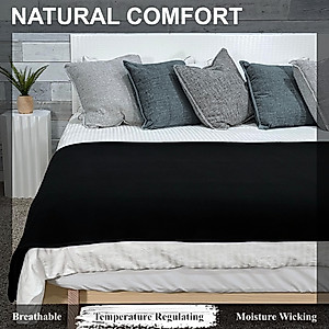 EKTOS 100% Wool Blanket, 90" x 66", Washable Wool Blanket, Survival Blankets Extreme Cold (Black, Twin Size)