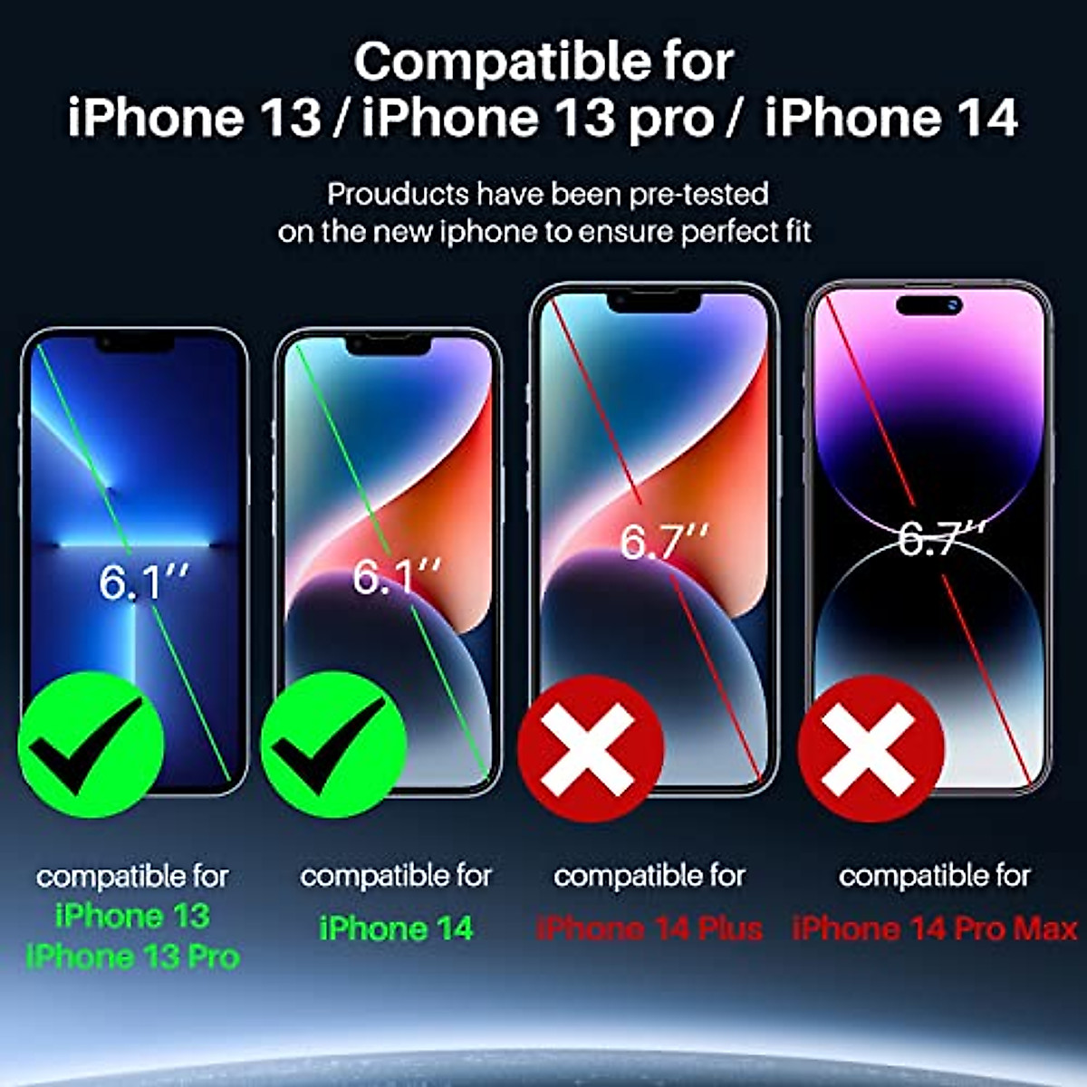 TOZO Compatible for iPhone 14 Screen Protector Compatible for iPhone 13/13 Pro Screen Protector 6.1 inch 3 Pack Premium Tempered Glass 0.26mm 9H Hardness 2.5D Film Easy Install 6.1 inch