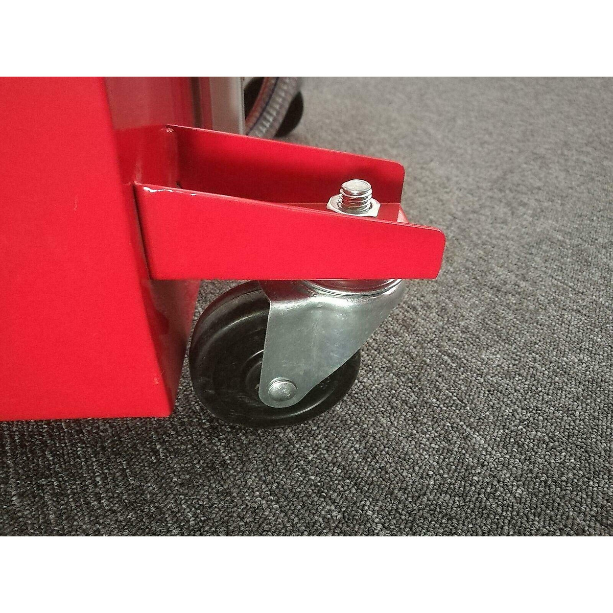 Manoch 20 Gallon Oil Drain Pan Low Profile Dolly with Pump 8 feet Hose and Wheel Material: Iron Overall Dimensions: (51.57 x 25.2 x 31.5)" / (131 x 64 x 80) cm (L x W x H) Casters: 4-inch (10 cm)