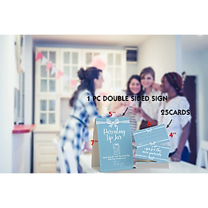 Advice for New Parents, Parenting Advice Card, Baby Shower Party, Tips for the Parents To Be，Includes a 5x7 Standing Sign and 25 4x6 Advice Cards(JYC029)