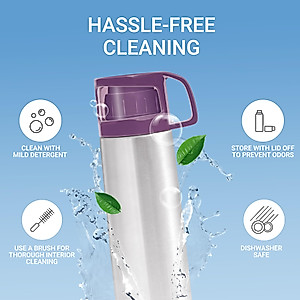 Milton Thermos for Hot Drinks 1000 ml (34 oz), 24 Hours Hot and Cold, Stainless Steel Water Bottle, Double Walled Vacuum Insulated Flask for Hot Coffee, Thermosteel, Leak Proof, Glassy, Purple