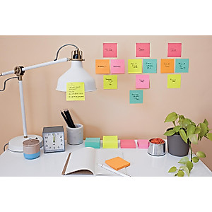 Post-it Super Sticky Notes, 4x6 in, 5 Pads/Pack, 90 Sheets/Pad, Amazon Exclusive Bright Color Collection, Aqua Splash, Acid Lime, Sunnyside, Guava and Iris Infusion