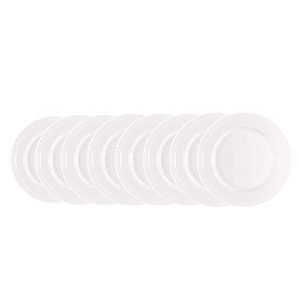 HomeVss, Pearl Dots Stoneware Dinnerware Set (56pc Set, White)