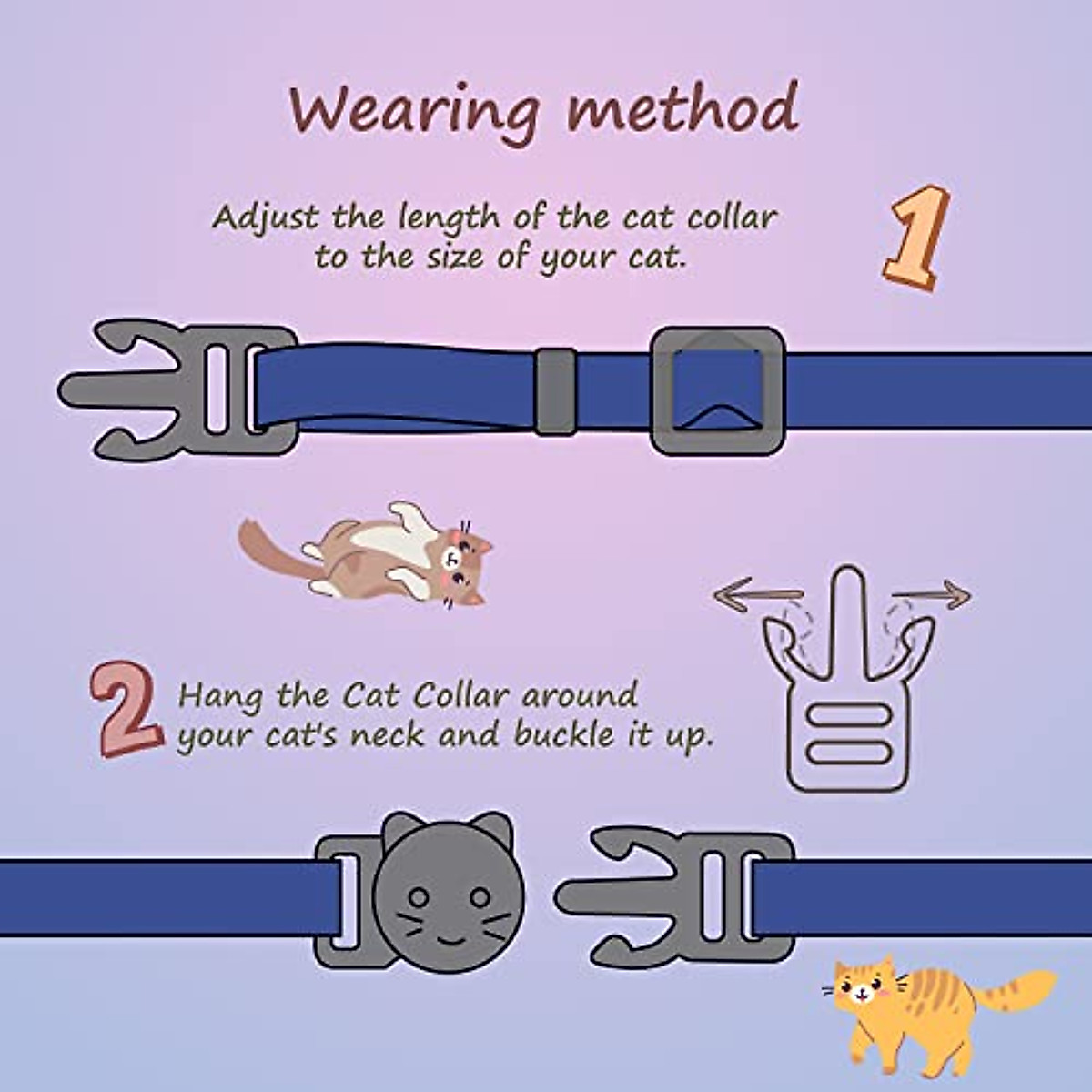 2 Pack Cotton Breakaway Cat Collar with Bell,Blue Moon and Stars Pendant Cute Cat Collar Kitten Collar,Ideal for Girl Cats Boy Cats