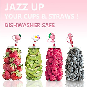 YAYAYOUNG 4 Pcs Pink Straw Covers Cap Toppers Compatible with Stanley 30&40 oz Tumbler Cups,Reusable Cute Silicone Straws Tips Lids Protectors for 0.4 in/10mm Stanley Cup Accessories(4 PCS)