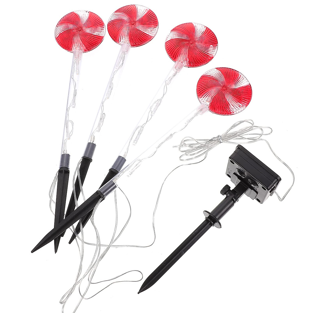 PRETYZOOM Solar Pathway Lights 1 Set Christmas Pathway Marker Light LED Solar Powered Xmas Candy Lollipop Ground Plug Light Lollipops Peppermint Sign for Home Garden Patio Solar Lights
