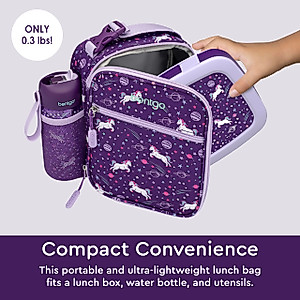 Bentgo Kids Insulated Lunch Tote - Water-Resistant, Reusable, Lightweight & Durable Lunch Bag with Water Bottle Holder & Mesh Pocket, Fits Lunch Box & Water Bottle - Ideal for Ages 3+ (Unicorn)