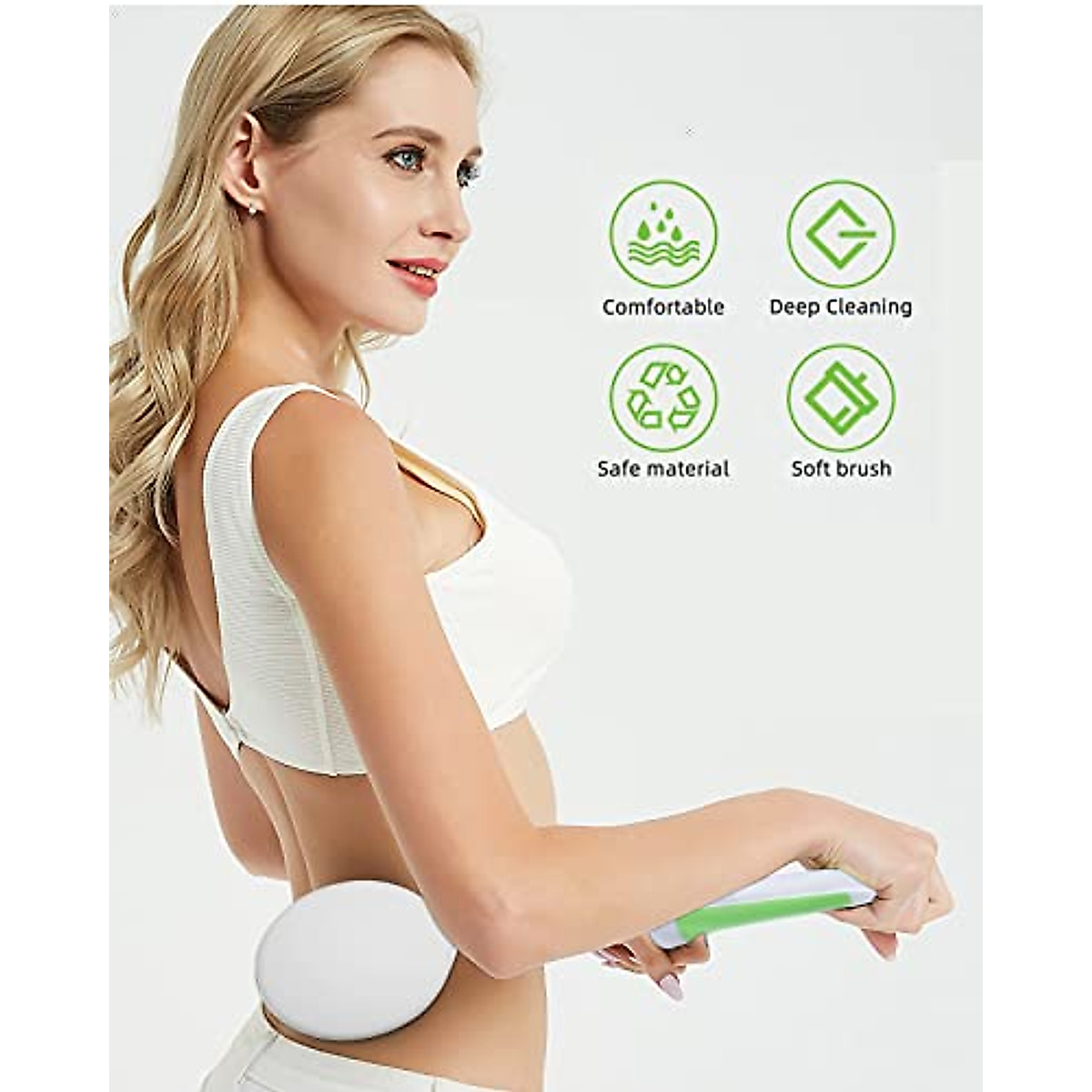 Fanwer 27.5" Back Scrubber for Shower,Back Brush with Long Hnadle for Shower,Shower body Scrubber-Shower Bath Brush for Limited Mobility Men Women