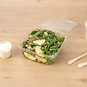 Restaurantware Tamper Tek 64 Ounce Take Out Containers 100 Tamper-Evident Deli Containers - Hinged Lid Freezable Clear Plastic Meal Prep Containers Disposable For Carry Out Or Lunches