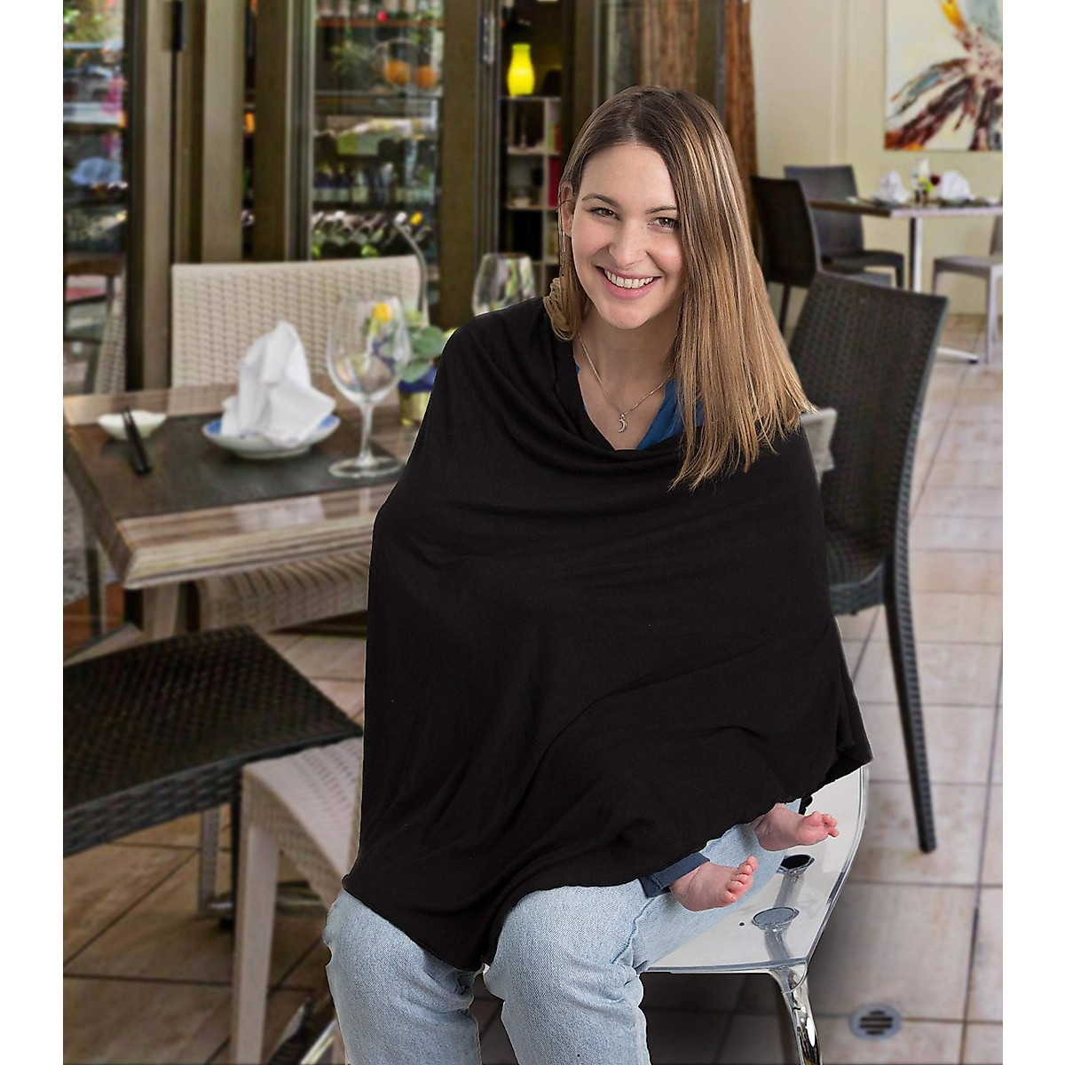 Little Me Nursing Shawl, Black, Nursing Covers Breastfeeding Cover