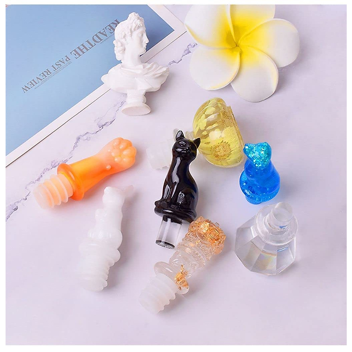 Bottle Stopper Silicone Mold,Crystal Epoxy Wine Bottle Stopper Mold,Reusable Beverage Bottle Stoppers Silicone Molds(5 pcs Cork Cover)