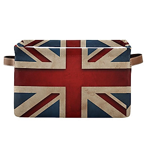 ALAZA British Flag Retro Foldable Storage Box Storage Basket Organizer Bins with Handles for Shelf Closet Living Room Bedroom Home Office 1 Pack