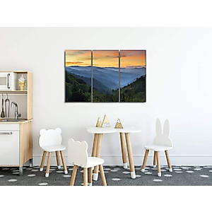 sunrise landscape great smoky mountains national park gatlinburg tn Wall Art Painting Pictures Print On Canvas Stretched & Framed Artworks Modern Hanging Posters Home Decor 3PANEL