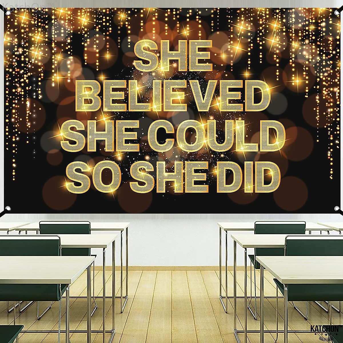 KatchOn, She Believed She Could So She Did Banner - XtraLarge 72x44 Inch | Congratulations Banner, Congratulations Decorations | 2024 Graduation Party Decorations, Graduation Decorations Class of 2024