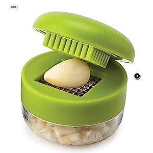 Joie Garlic Press and Chopper with Storage Container, Stainless Steel Blades, Green