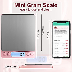 Digital Food Scale for Food Ounces and Grams，YONCON 3000g/0.1gram Accuracy Multifunctional Kitchen Scale for Cooking, Baking | Small Size for Easy Storage | Tare Function