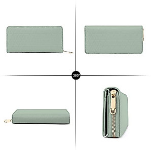 TAN.TOMI Wallets for Women,Vegan Leather Card Holder Bifold Womens Wallet,Large Capacity Wallet Women Zipper Coins Pocket with ID Window Light mint