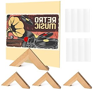 TIMCORR Vinyl Record Holder Set : Vinyl Wall Mount for Record Display, Beech Wood Album Shelf with Sticky Transparent Tapes Hanging on the Wall (Beech Wood Set of 4)