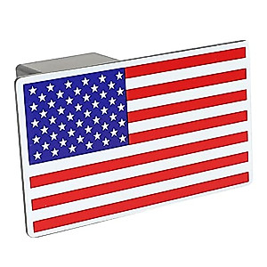 Winunite Trailer Hitch Cover for 2" Inch Towing Rear Receiver Plug Cover with Classic USA American Flag Blue and Red Metal Guard for Cars SUV Pickup Trucks