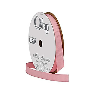 Offray 63033 3/8" Wide Grosgrain Ribbon, 3/8 Inch x 18 Feet, Pink