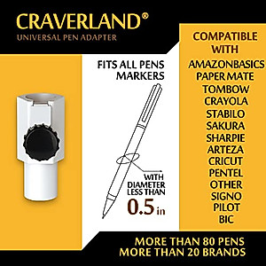 CRAVERLAND Universal Pen Adapter for Cricut Maker 3/Explore 3/Air 2/Air/Maker/Explore Cutting Machine,One Adapter fits All Pens Markers Scoring Stylus Pen Holders Set for Cricut