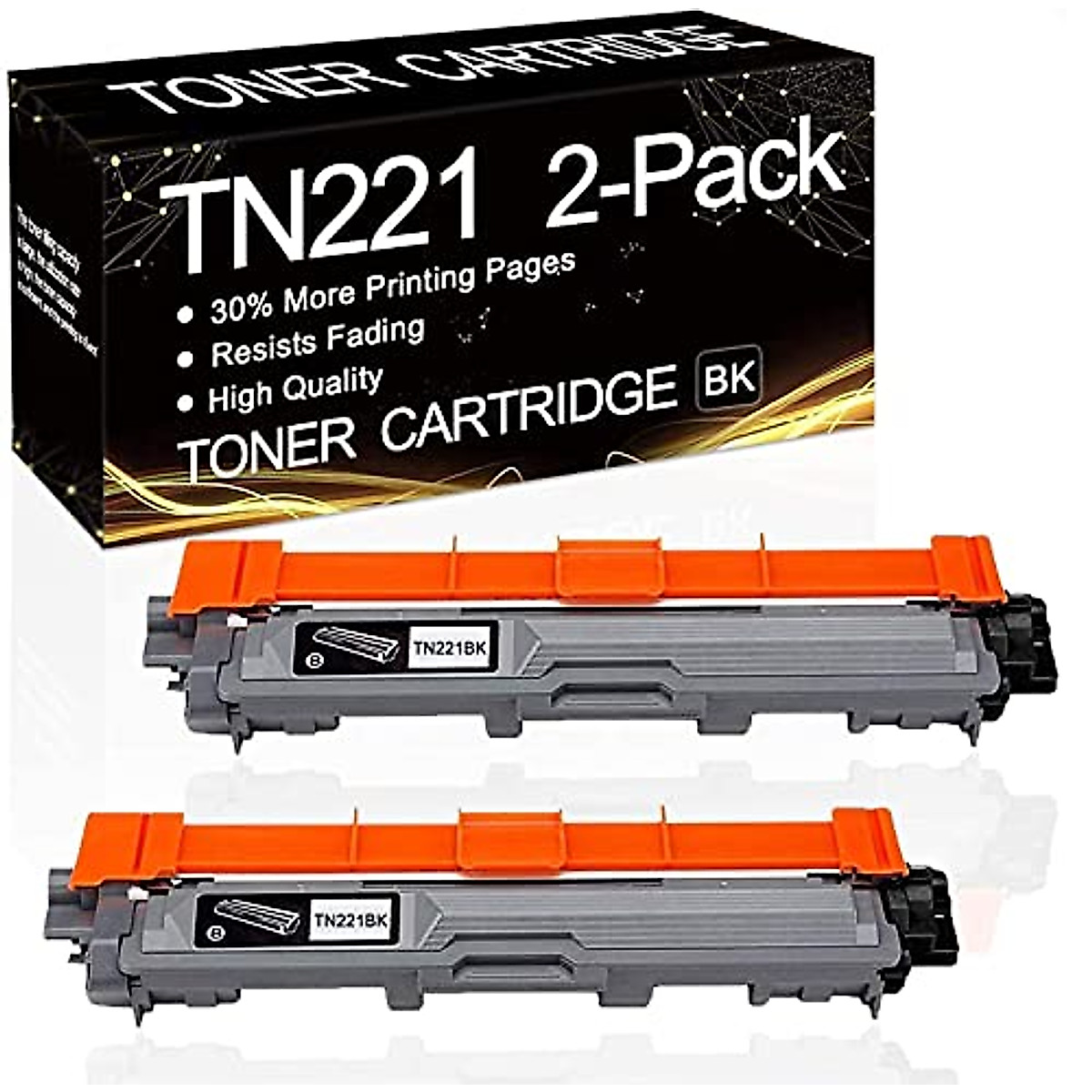 2 Pack TN-221 Black TN221BK Compatible Toner Cartridge Replacement for Brother HL-3140CW HL-3180CDW HL-3170CDW HL-3150CDN MFC-9130CW MFC-9140CDN MFC-9330CDW DCP-9015CDW Printer,by SinaToner.
