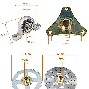 labwork Rear Live Axle Kit with Brake Assembly & Chain Replacement for Drift Trike Go Kart 50cc 70cc 90cc atv quads 29 inch/740mm