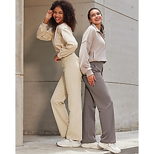 G4Free Wide Leg Pants Woman Yoga Pants with Pockets Loose Casual Palazzo Fashion Sweatpants Stretch Dress Work Clothes(Black,XL,31")