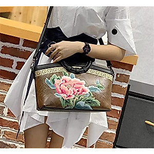 DANN Ladies Embroidered Handbag PU Ladies Shoulder Crossbody Bag (Color : C, Size