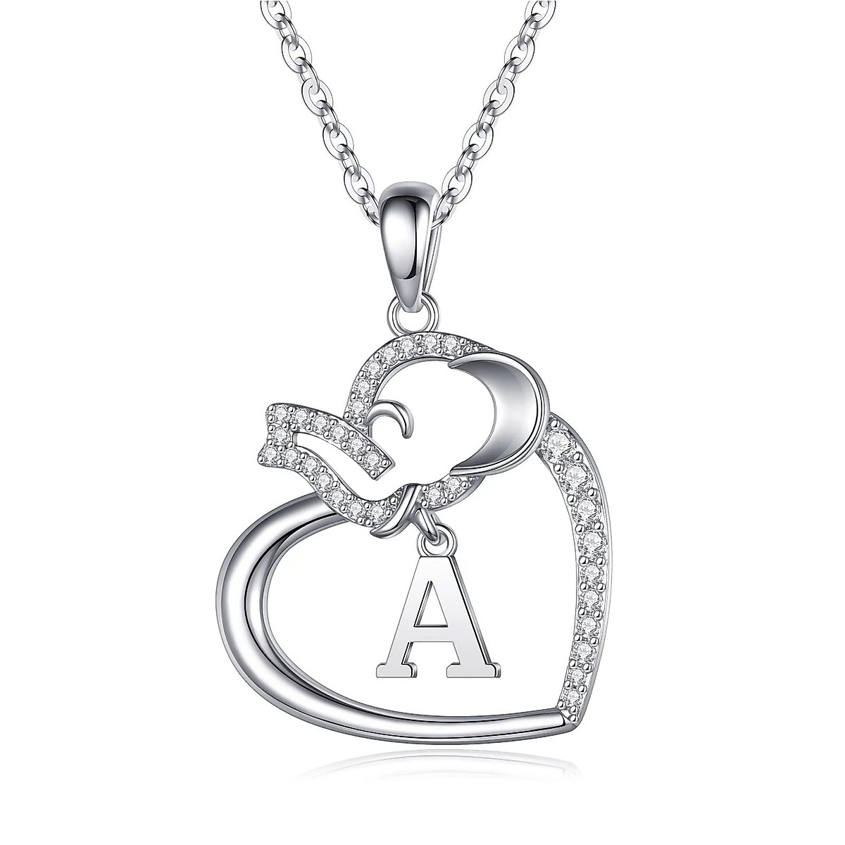 IEFSHINY Elephant Gifts Elephant Necklaces for Women, A Good Luck Elephant Love Heart Pendant Necklace Lucky Elephant Jewelry for Women Girls Friends