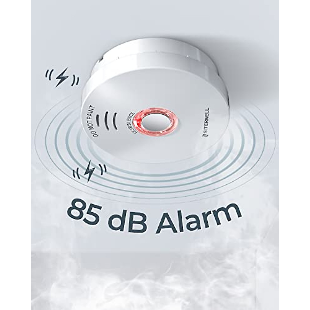 SITERWELL Smoke Detector, 10-Year Fire Alarm Smoke Detector with Built-in 3V Battery and Photoelectric Technology, Fire Detector with Low Battery Warning and Silence Function, UL217, GS508C, 4 Packs