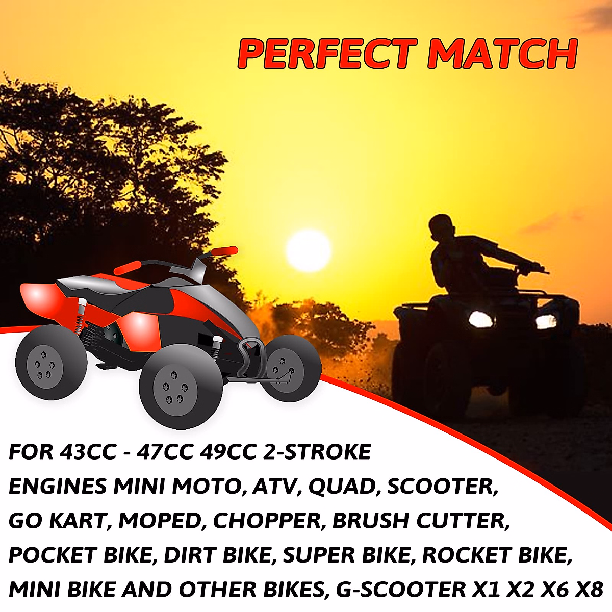 New Olym 47cc Carburetor Carb Gasket 49cc 2 stroke MTA1 MTA2 Mini Kids Pit Pocket Quad Dirt Bike ATV Racing Super Bike Parts