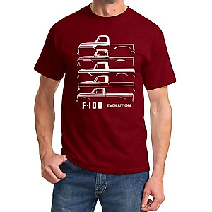 1953-1977 Ford F100 F-100 Pickup Truck Evolution Classic Design Tshirt Large Maroon
