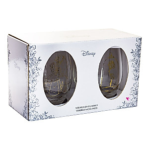 Disney Classics Collectible Stemless Tumbler Glass Sets - 16 Ounces - Set of 2 (Beauty & The Beast)